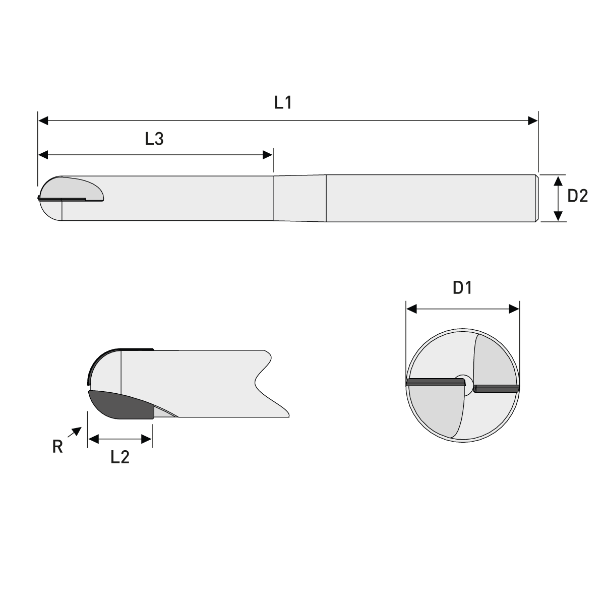 Ball Nose End Mill CVD-D Ø12,00 | DTS Diamond Tooling Systems