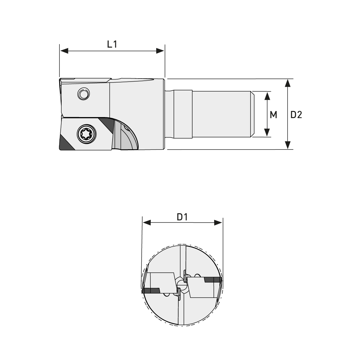 Screw-in milling cutter 90° M10 Ø16 | DTS Diamond Tooling Systems